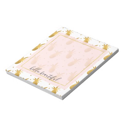 Gold Pineapples and Dots Notepad | Zazzle