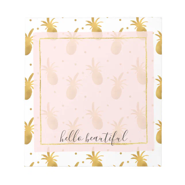 Gold Pineapples and Dots Notepad | Zazzle