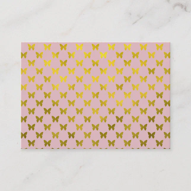 Gold Pink Butterfly Metallic Faux Foil Butterflies Business Card | Zazzle