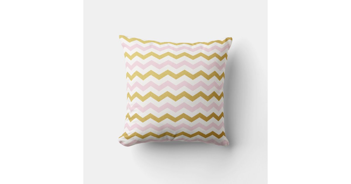 Gold & Pink Chevron Pattern Throw Pillows | Zazzle