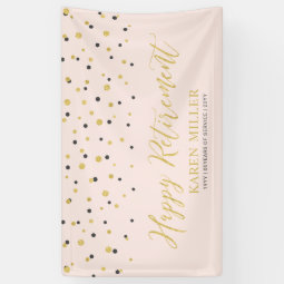 Gold & Pink Confetti | Happy Retirement Party Banner | Zazzle