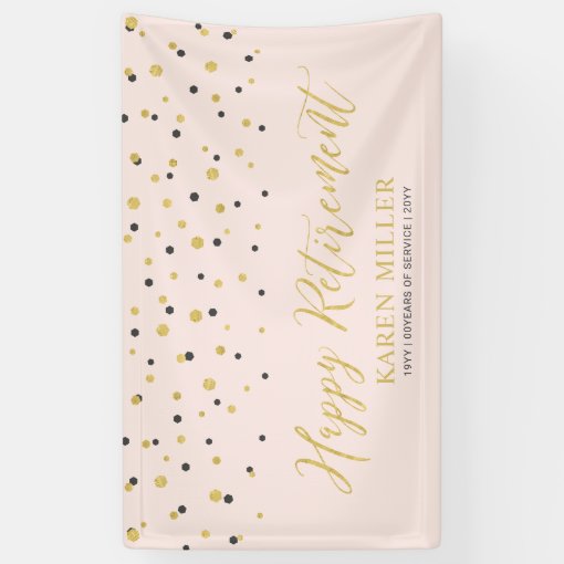 Gold & Pink Confetti | Happy Retirement Party Banner | Zazzle