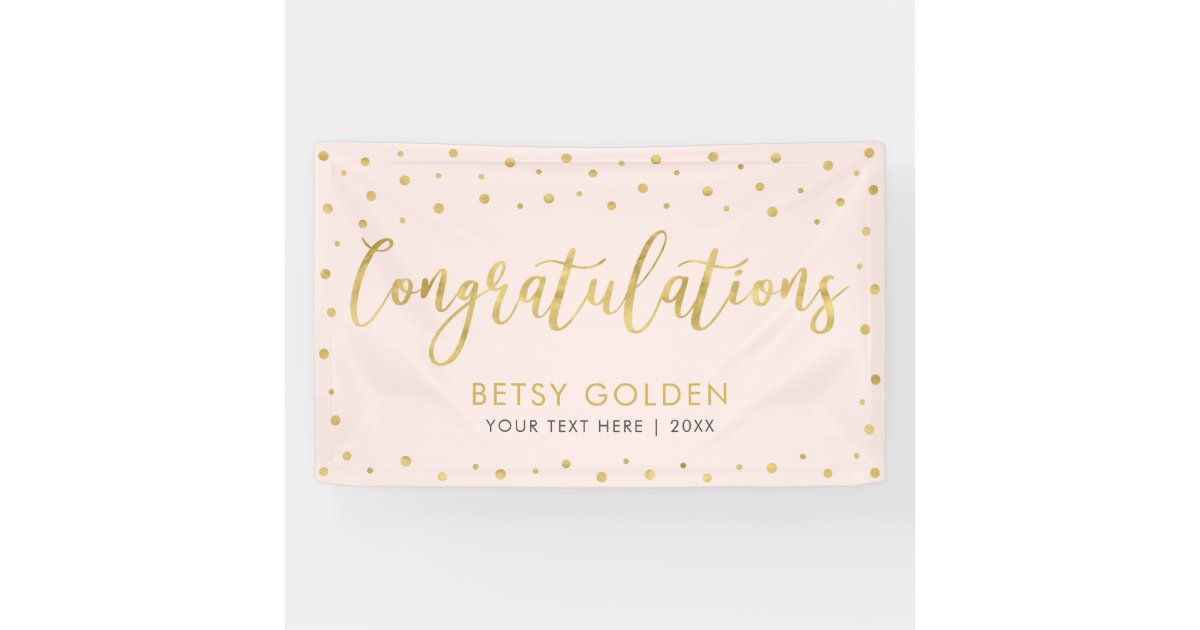 Gold & Pink | Congratulations Party, Event Banner | Zazzle