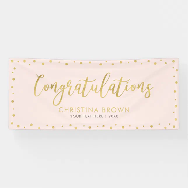 Gold & Pink | Congratulations Party, Event Banner | Zazzle