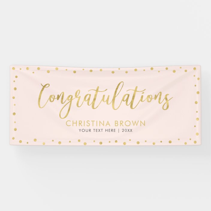 Gold & Pink | Congratulations Party, Event Banner | Zazzle