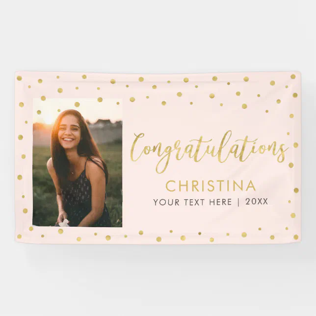 Gold & Pink | Congratulations Party, Event Photo Banner | Zazzle