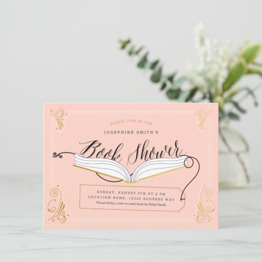 Gold Pink Fairy Tale Storybook Baby Shower Invitation | Zazzle