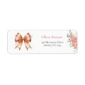 Gold & Pink Floral Bow Baby Shower Return Address Label | Zazzle