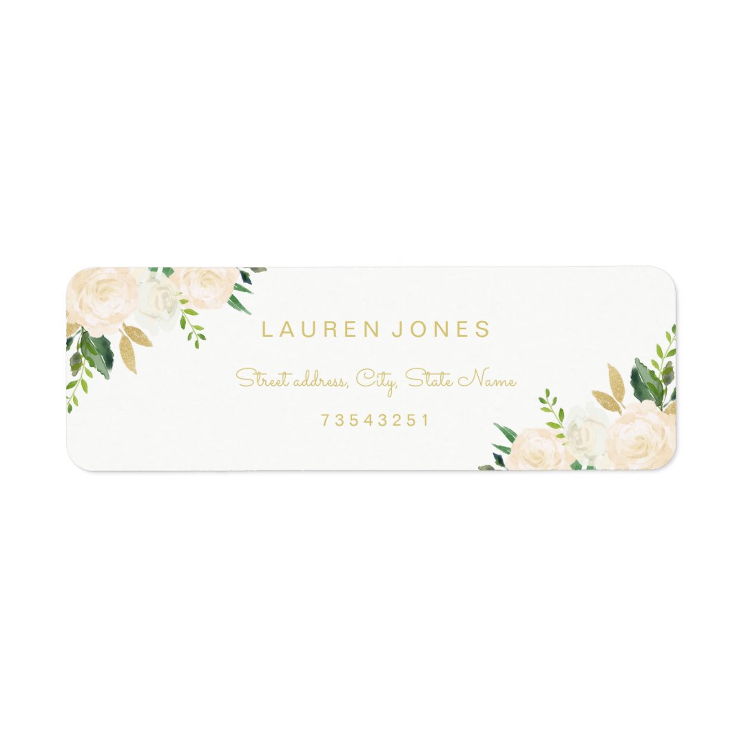 Gold Pink Floral Elegant Address Label | Zazzle