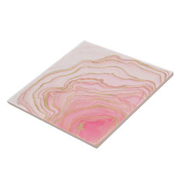 Gold Pink Fluid Liquid Painting Ceramic Tile | Zazzle
