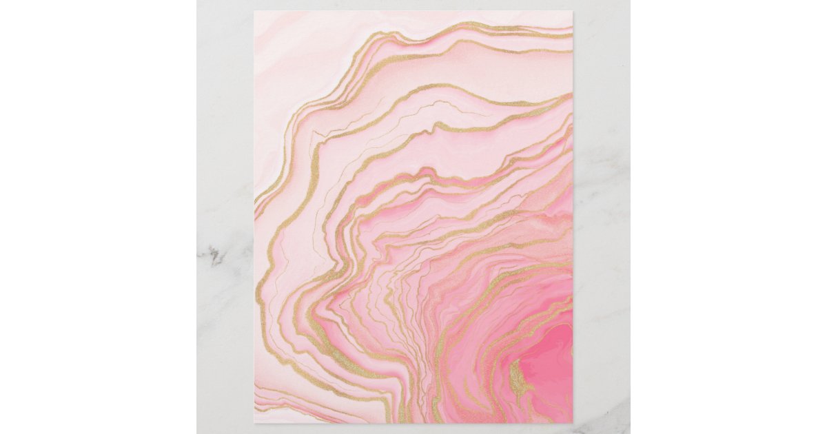 Gold Pink Fluid Liquid Painting Letterhead | Zazzle