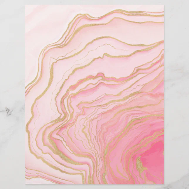 Gold Pink Fluid Liquid Painting Letterhead | Zazzle