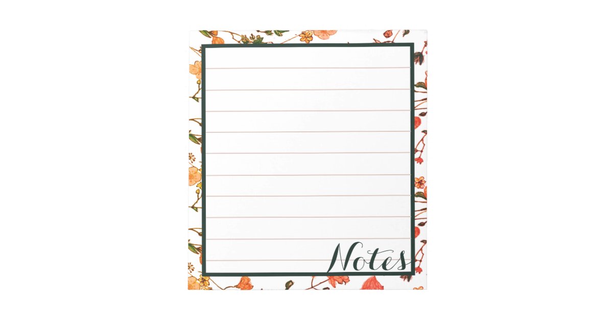 Gold Pink & Forest Green Calligraphy Elegant Lined Notepad | Zazzle