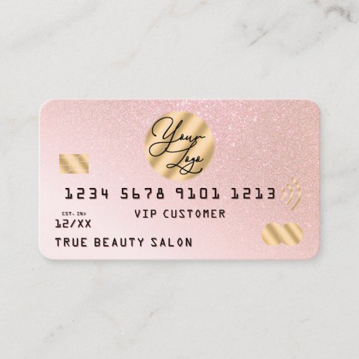 Gold Pink Glitter Credit Card Logo | Zazzle