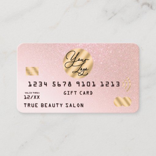 Gold Pink Glitter Credit Logo Gift Certificate | Zazzle