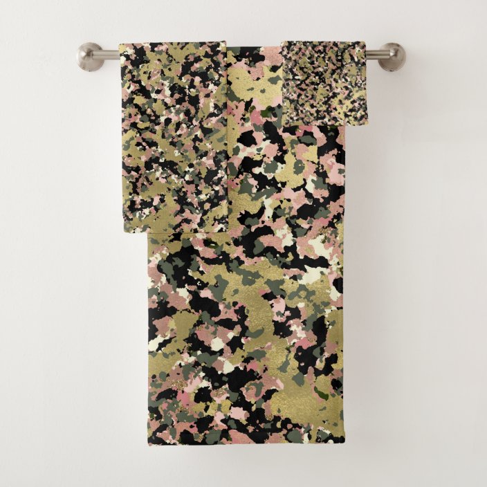 Gold Pink Green Black Camouflage Pattern Print Bath Towel Set | Zazzle.com