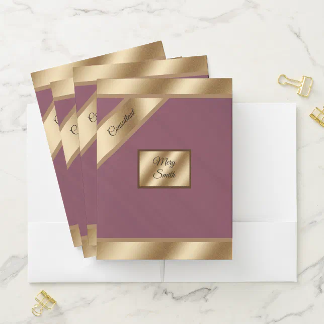 Gold Pink Luxury Pocket Folder | Zazzle