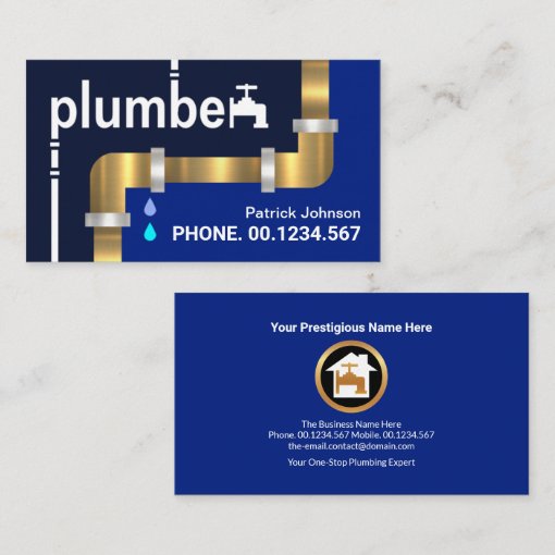 Gold Pipes Creative Plumber Signage Business Card | Zazzle