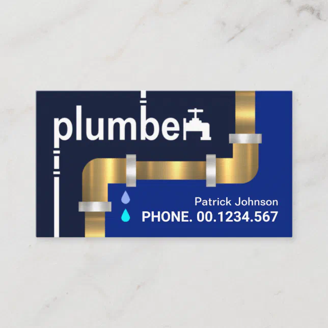 Gold Pipes Creative Plumber Signage Business Card | Zazzle