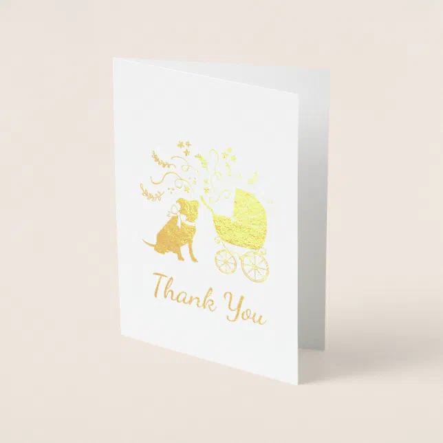 Gold Pit Bull Dog Baby Shower Pitbull Foil Card | Zazzle