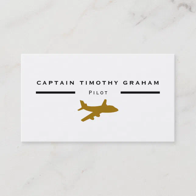 Gold Plane Icon, Flight Steward & Pilot Business Card | Zazzle