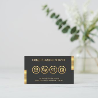 Gold Plumber Tools Motif Plumbing Service Business Card | Zazzle