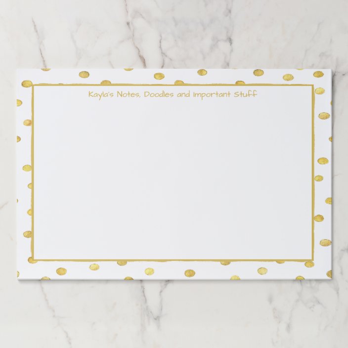 Gold Polka Dots - Elegant Chic Fun Notes Doodles Paper Pad | Zazzle.com
