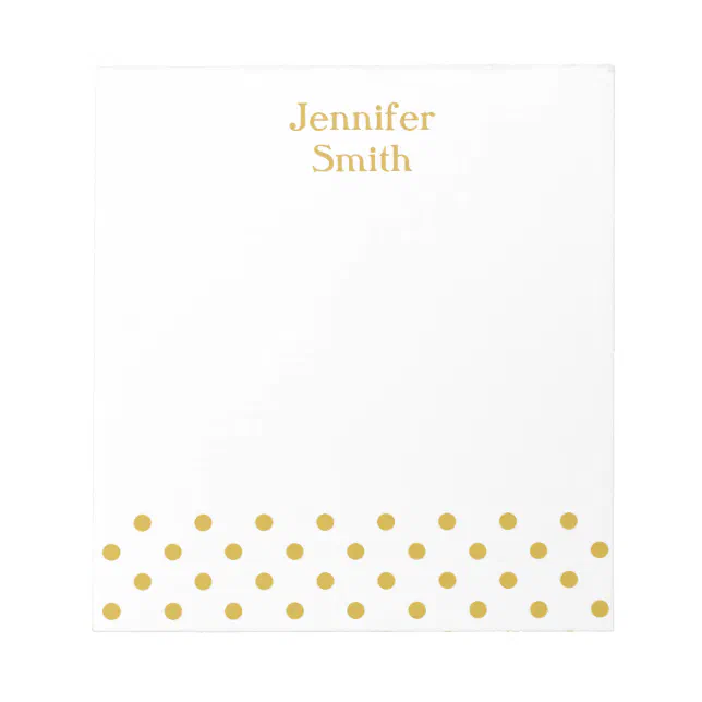 Gold Polka Dots Personalized Name Notepad | Zazzle