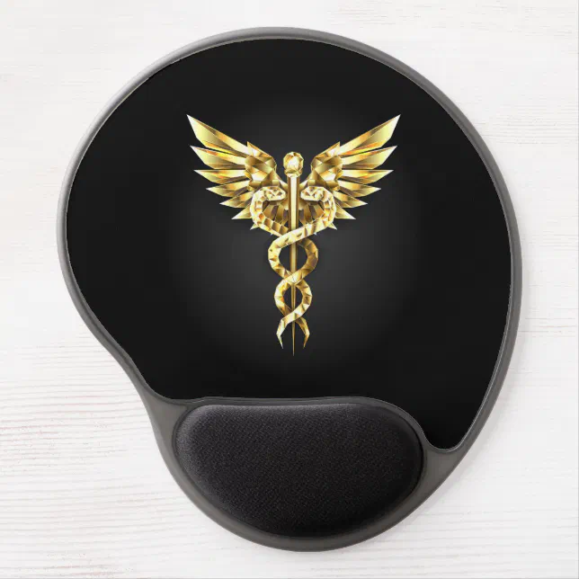 Gold Polygonal Symbol Caduceus Gel Mouse Pad | Zazzle