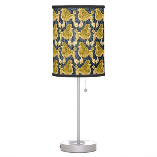 Gold Posh Poodle Night Gray Table Lamp | Zazzle
