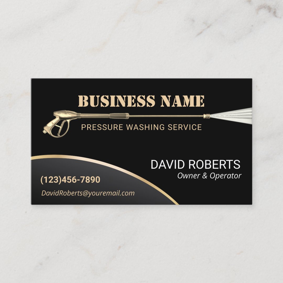 Gold Power Washer Pressure Washing House Cleaning Business Card | Zazzle