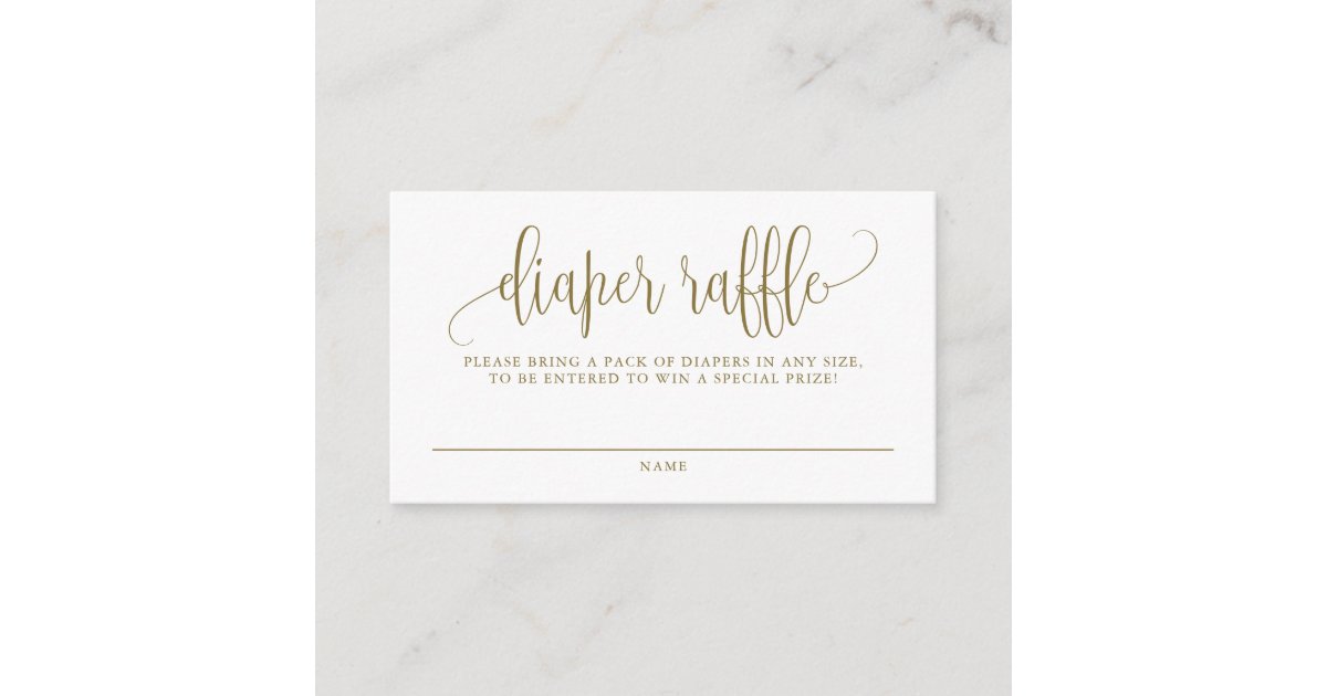 Gold Pretty Script Baby Shower Diaper Raffle Enclosure Card | Zazzle