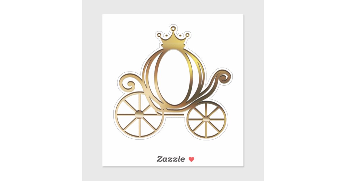Gold Princess Carriage Blue Storybook Royal Sticker | Zazzle