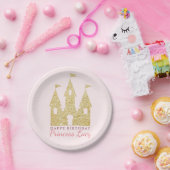 Gold Princess Castle Birthday Party Paper Plates | Zazzle