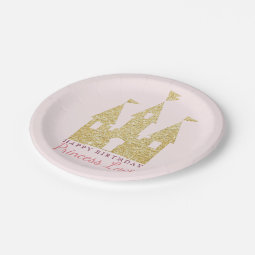 Gold Princess Castle Birthday Party Paper Plates | Zazzle