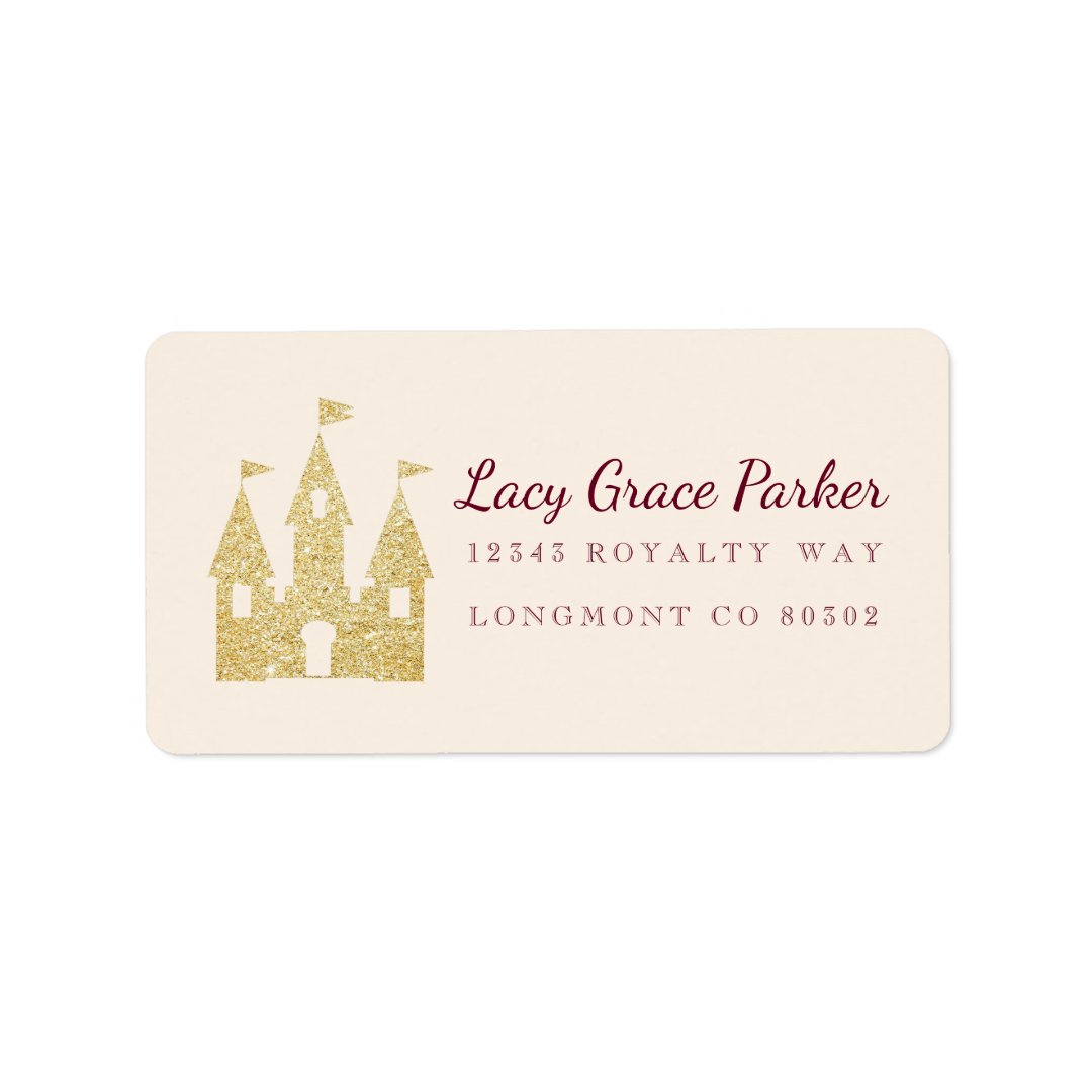 Gold Princess Castle Label | Zazzle