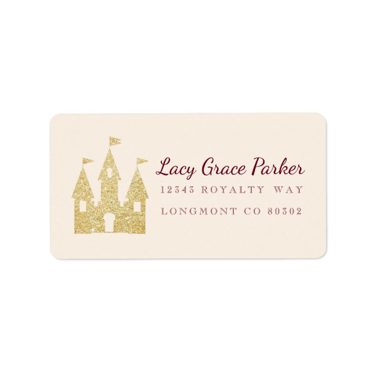 Gold Princess Castle Label | Zazzle