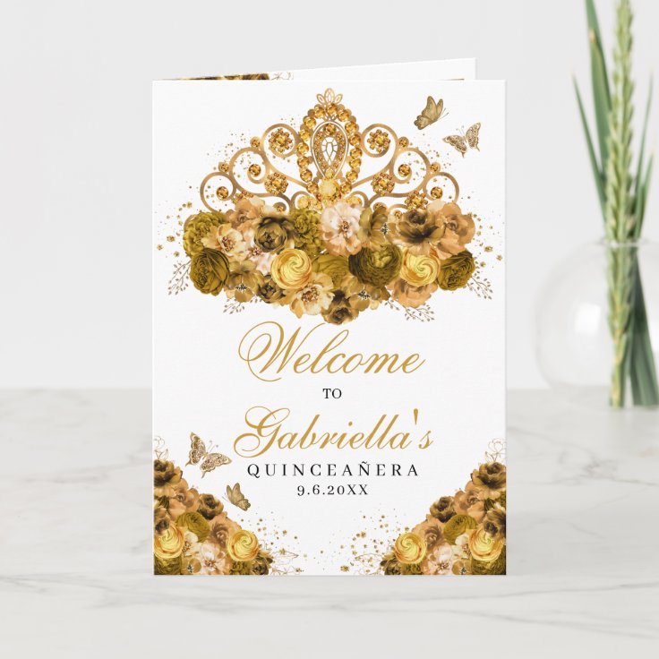 Gold Princess Tiara Quinceanera Program | Zazzle