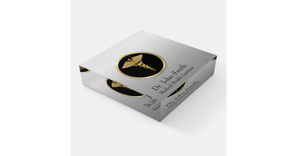 Gold Professional Medical Caduceus Paperweight | Zazzle