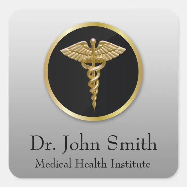 Gold Professional Medical Caduceus - Sticker | Zazzle