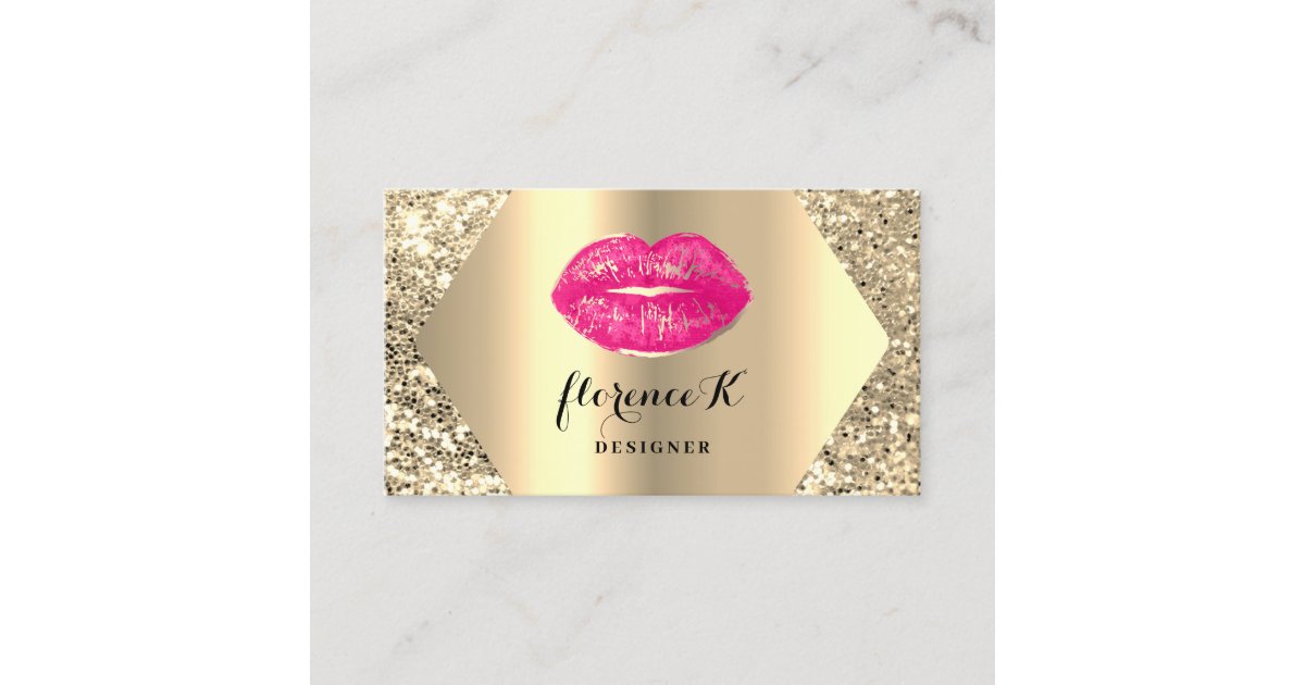 Gold Professional Permanent Makeup Artist Pink Business Card | Zazzle