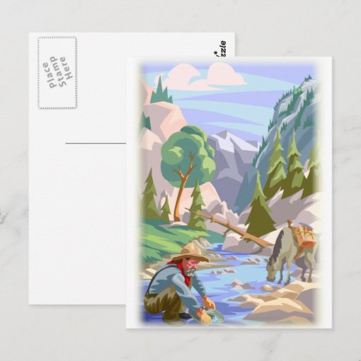 Gold Prospector Colorful Print Postcard | Zazzle