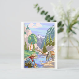 Gold Prospector Colorful Print Postcard | Zazzle