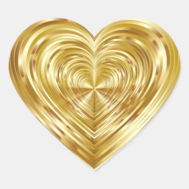 Gold Psychedelic Blank Template Heart Sticker | Zazzle