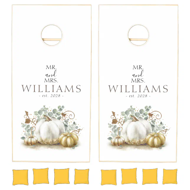 Gold Pumpkins Batch Fall Harvest Cornhole Set | Zazzle