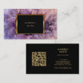 Gold purple amethyst gemstone QR code professional Business Card | Zazzle