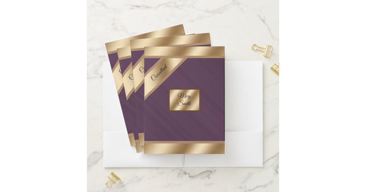 Gold Purple Luxury Pocket Folder | Zazzle