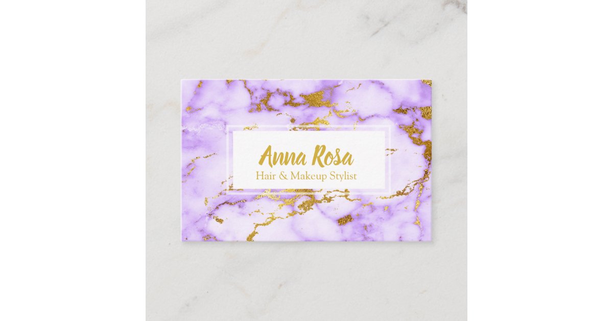 Gold Purple Marble Chic Popular Business Card | Zazzle