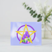 Gold & Purple Ostara Pentagram with Tulips Postcard | Zazzle