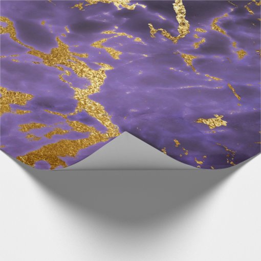 Gold Purple Violet Marble Fluid Metallic Foil Wrapping Paper | Zazzle